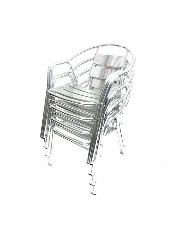 Aluminium Garden Furniture Sets - Square Table & 4 Double Tube Chairs