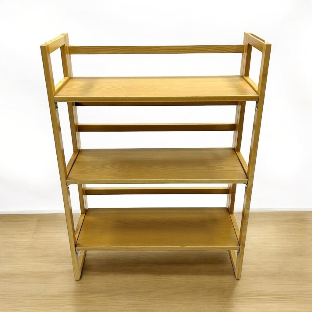 Stacking Wooden Book Shelves - 3 Tier Folding Book Shelf