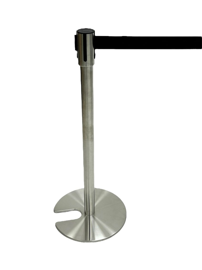 Retractable Stretch Barrier Black Webbing - BE Furniture Sales