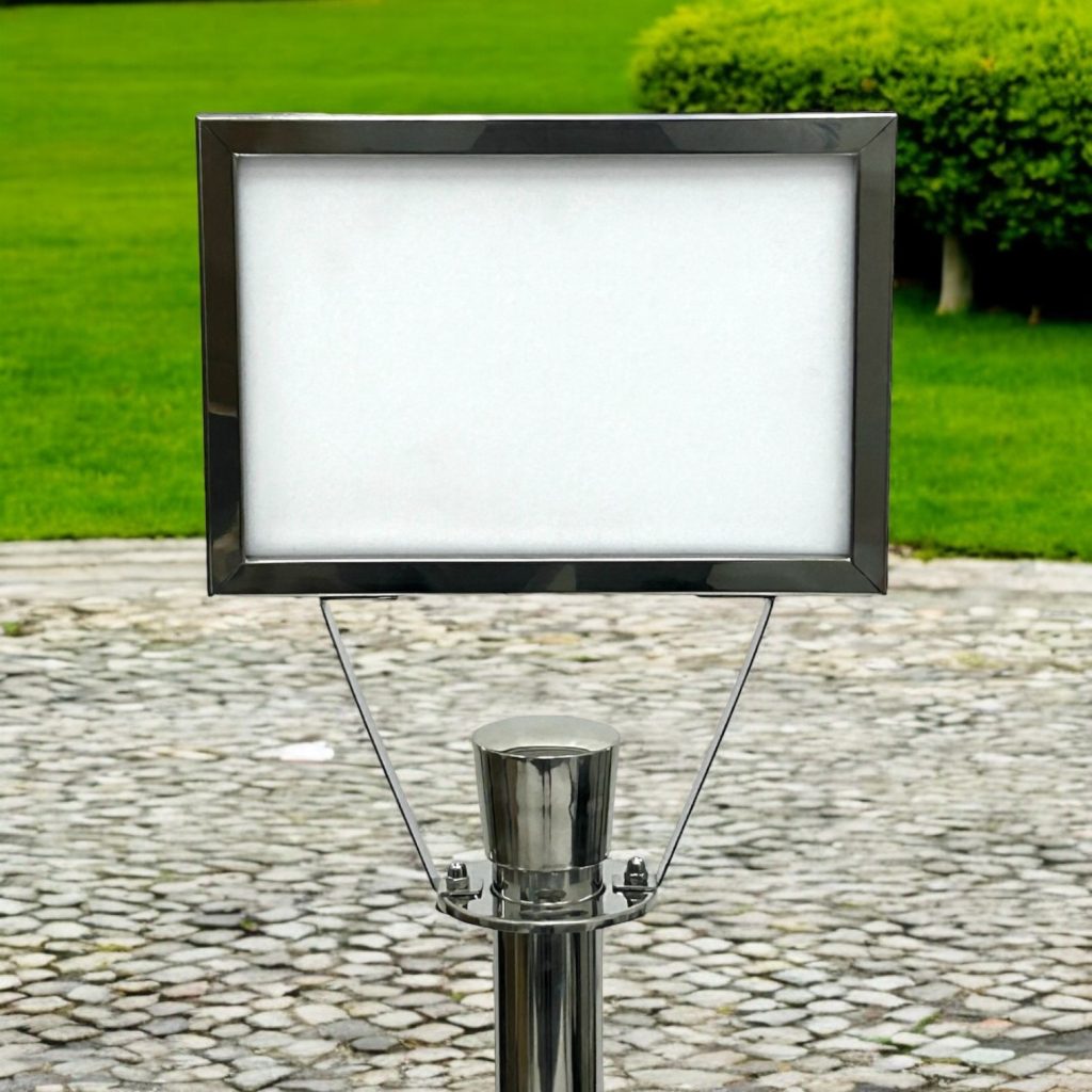 Landscape A4 Sign Holder - Barrier Post - BE Furniture Sales