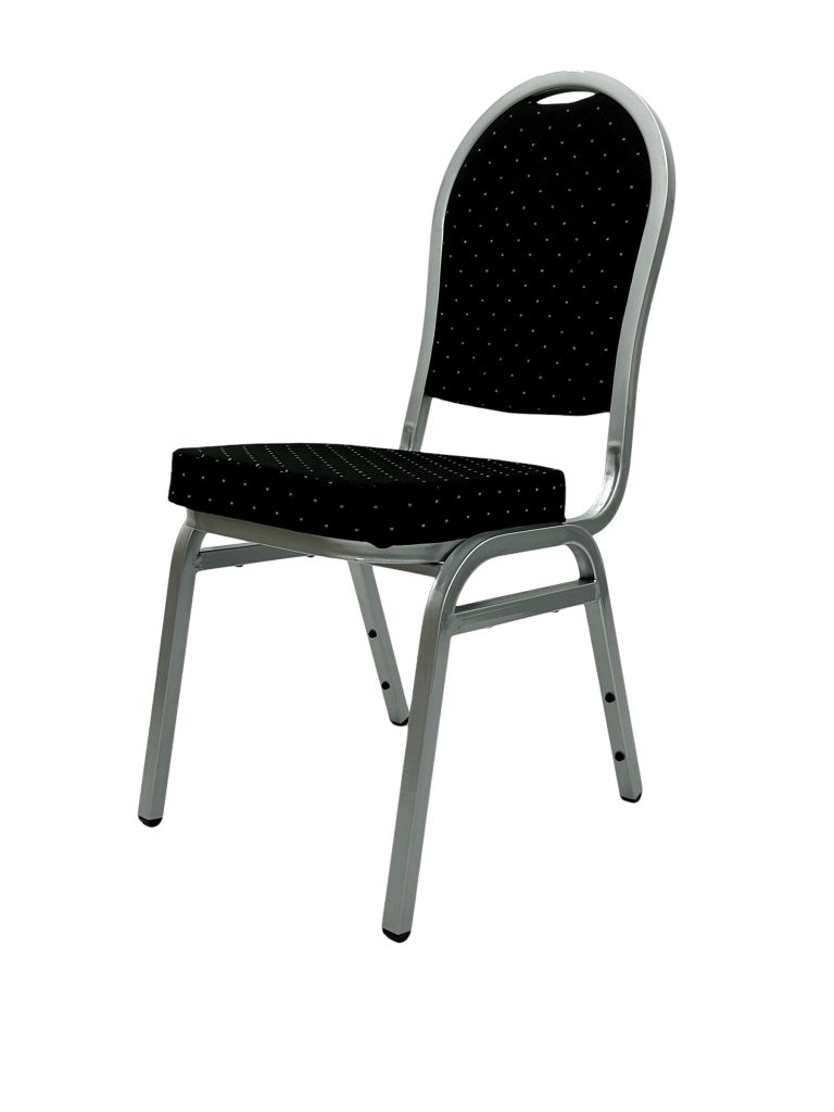 Premium Black Banquet Chair - Silver Frame - BE Furniture Sales