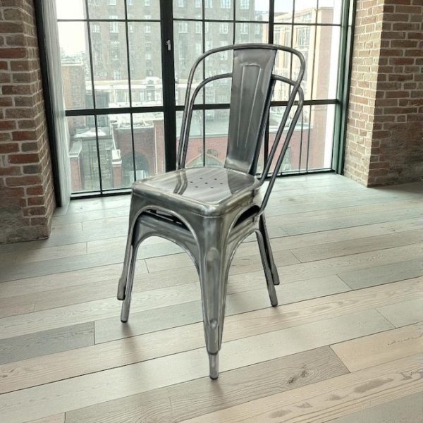 Silver Metal Tolix Chairs - Cafe's, Bistros - BE Furniture Sales