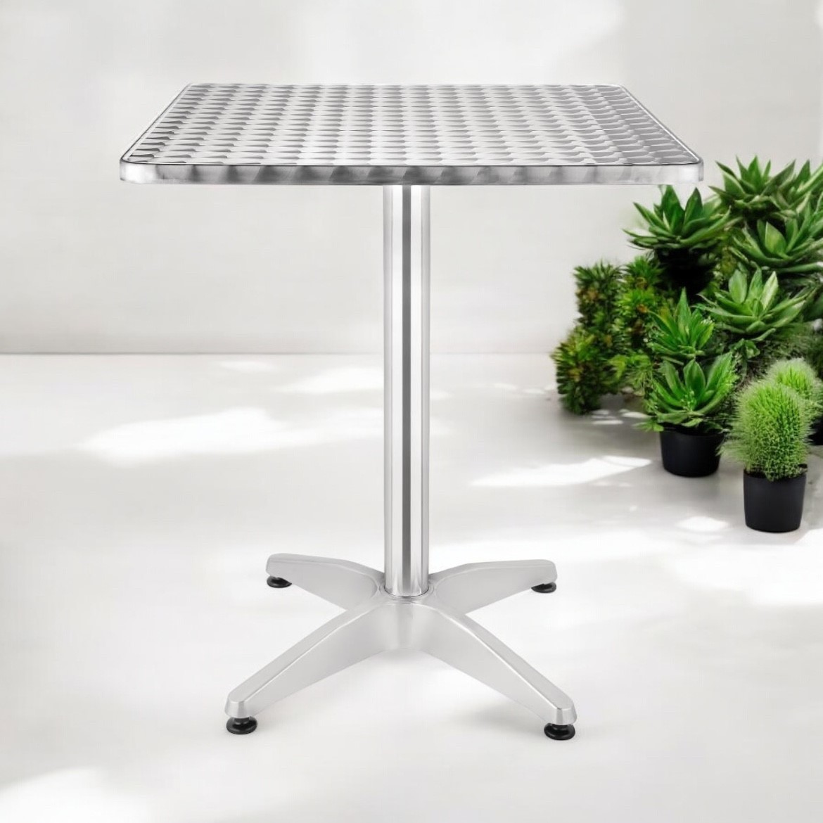Aluminium Square Bolero Pedestal Table - 60cm - BE Furniture Sales