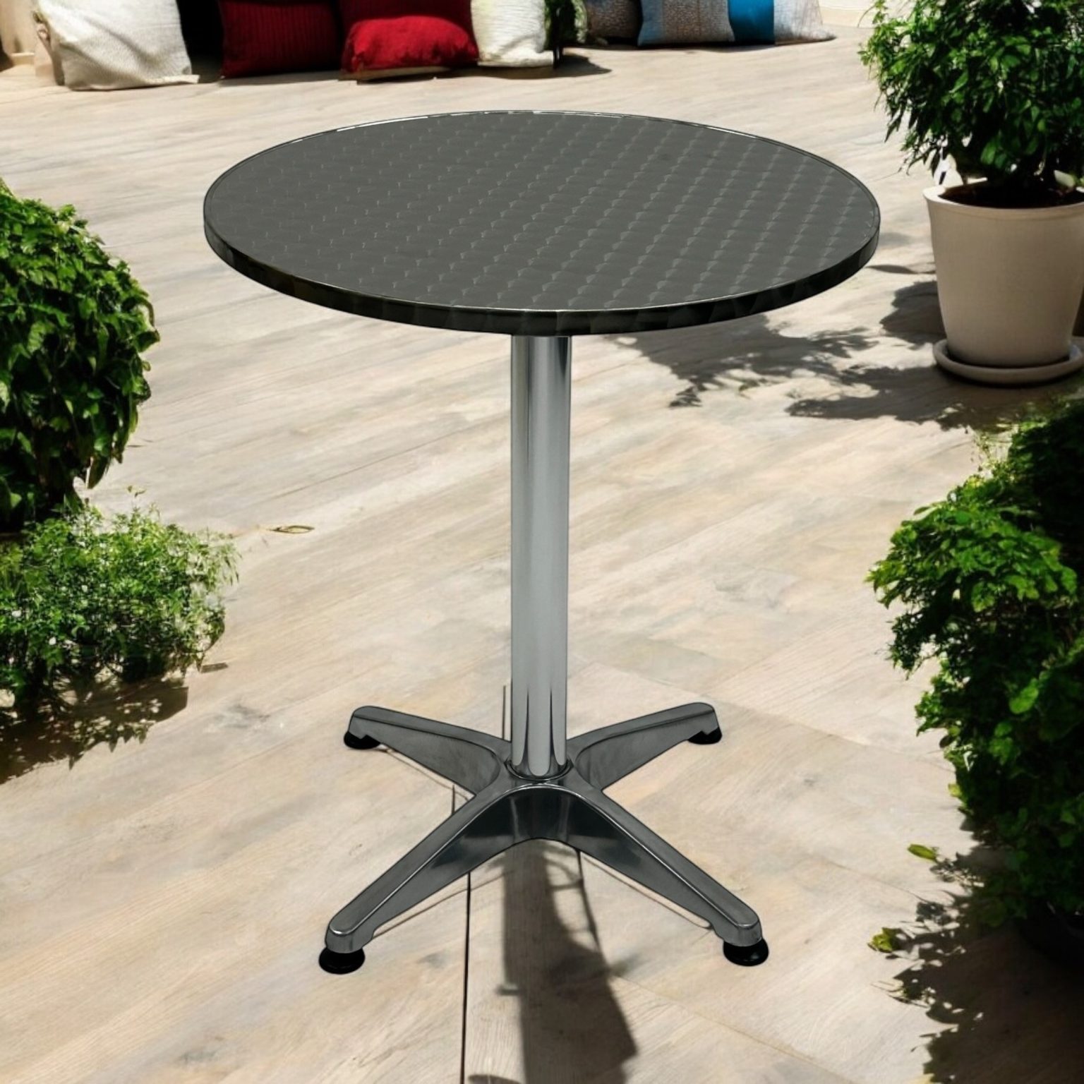 Aluminium Cafe Set - Round Table & 4 Chairs - BE Furniture Sales