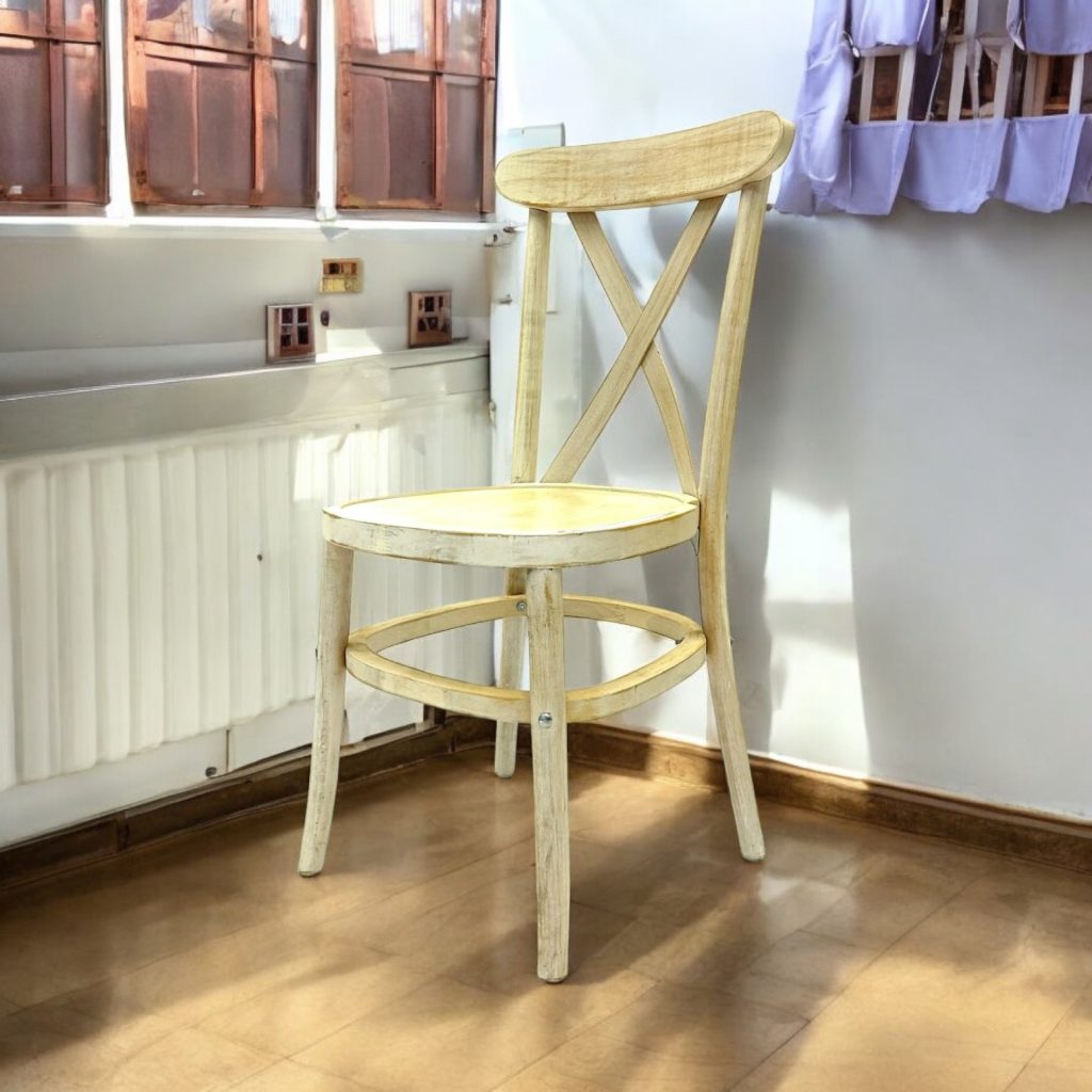 Rustic Cross Back Wooden Chairs - BE Furniture Sales