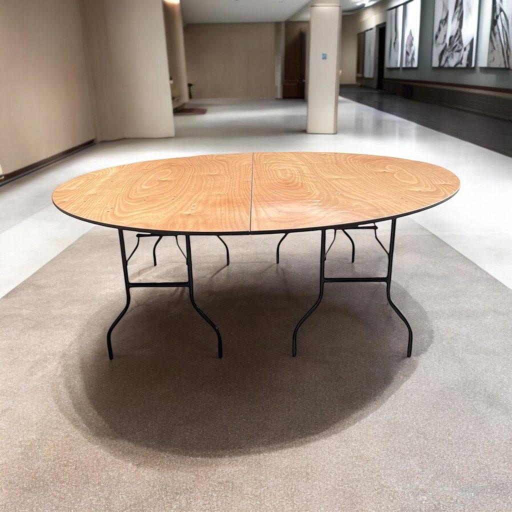 7ft Round Varnished Banquet Table - Varnished Top - BE Furniture Sales