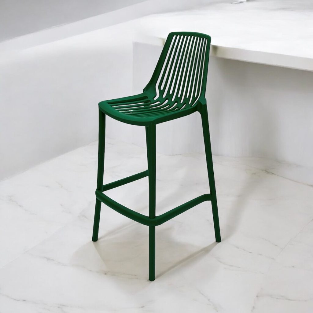 Green Plastic Stacking Bar Stools from BE Furniture Sales