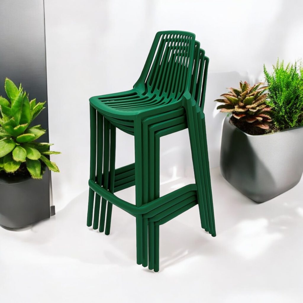 Green Plastic Stacking Bar Stools from BE Furniture Sales
