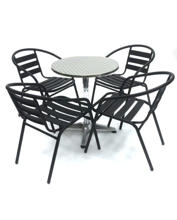 Aluminium Cafe Set - Table & 4 Chair Café Set - BE Furniture Sales