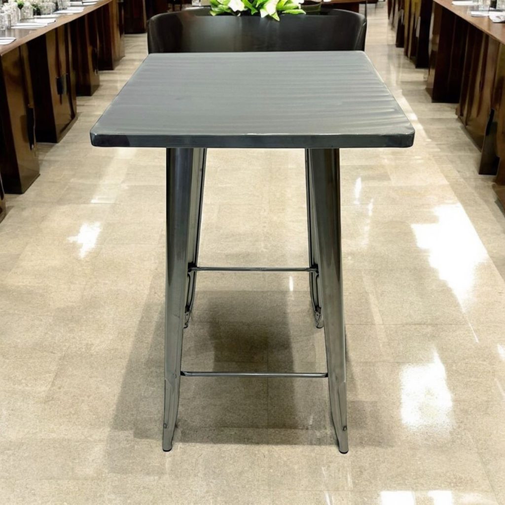 Silver Metal Tolix High Tables - 60 cm x 60 cm - BE Furniture Sales