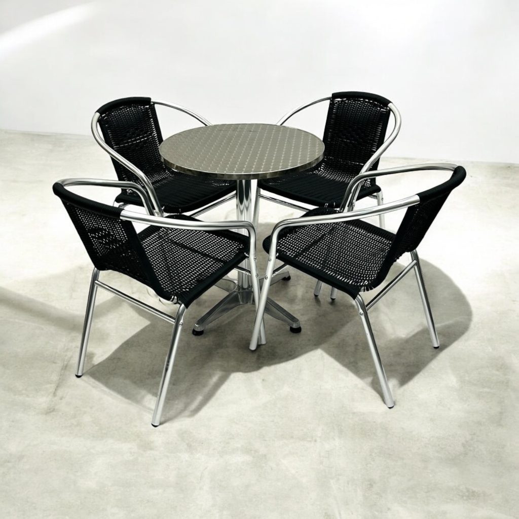 Black Rattan Garden Set - Table & 4 Chair Set - BE Furniture Sales
