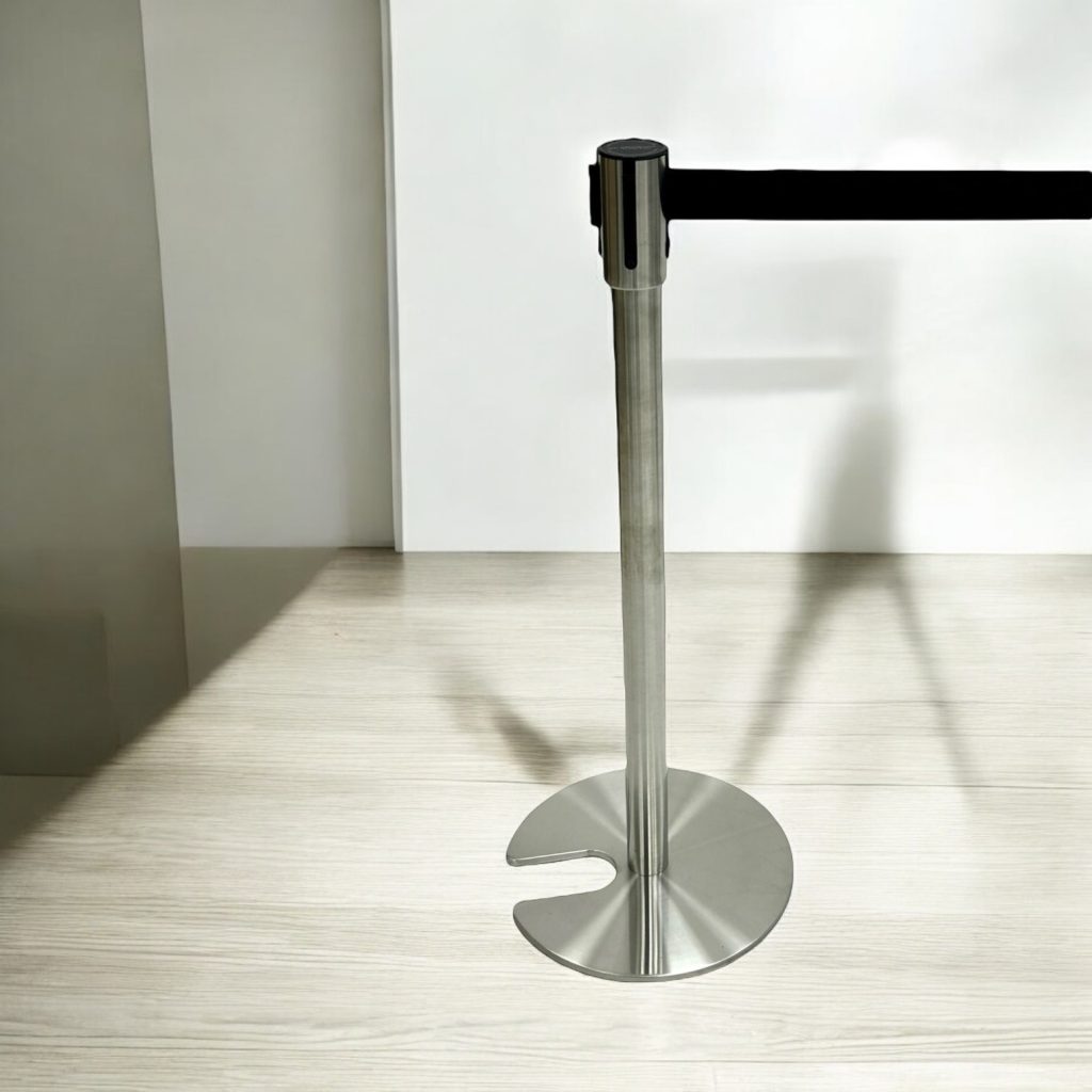 Retractable Stretch Barrier Black Webbing - BE Furniture Sales