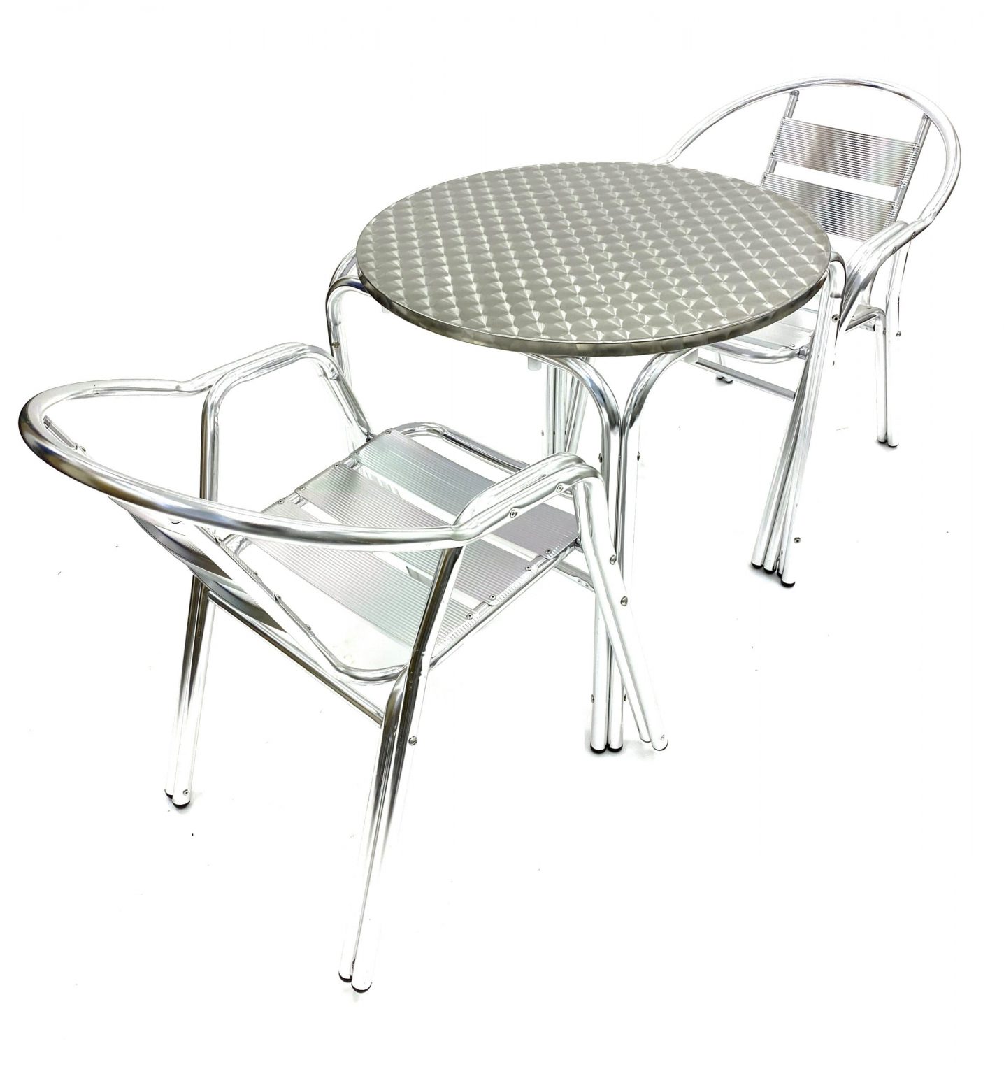 Aluminium Cafe Set - Round Table & 4 Chair Set - BE Furniture Sales
