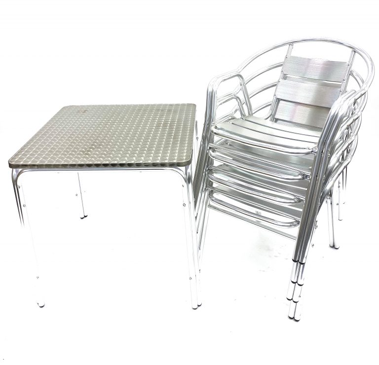 Commercial Cafe Set - Square Table & 4 Double Tube Chairs