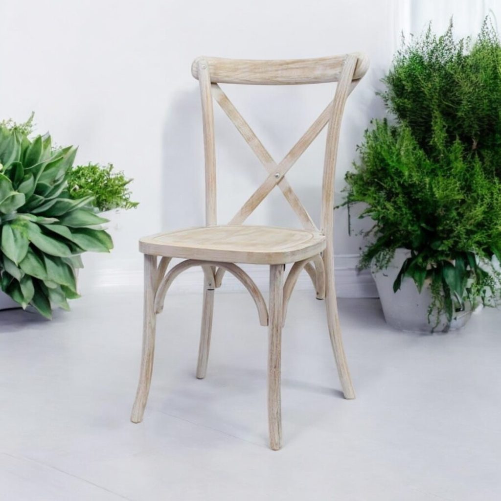 Rustic Cross Back Wooden Chairs - BE Furniture Sales