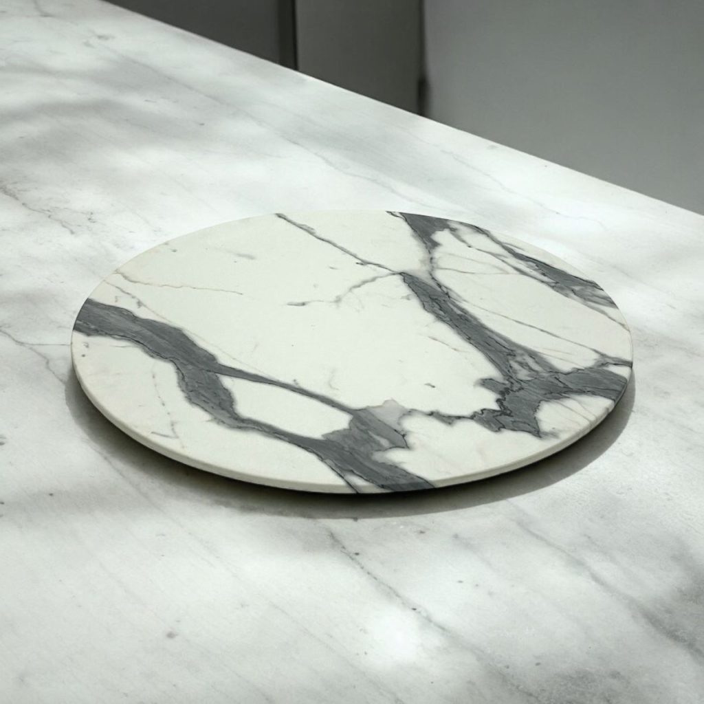 Romeo White Marble Round Table Tops - 70cm Dia - BE Furniture Sales