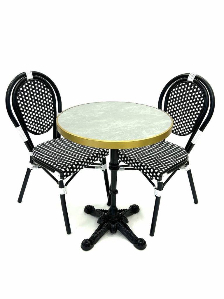 Black Paris Bistro Set - 2 Bistro Chairs & 1 Table - BE Furniture Sales