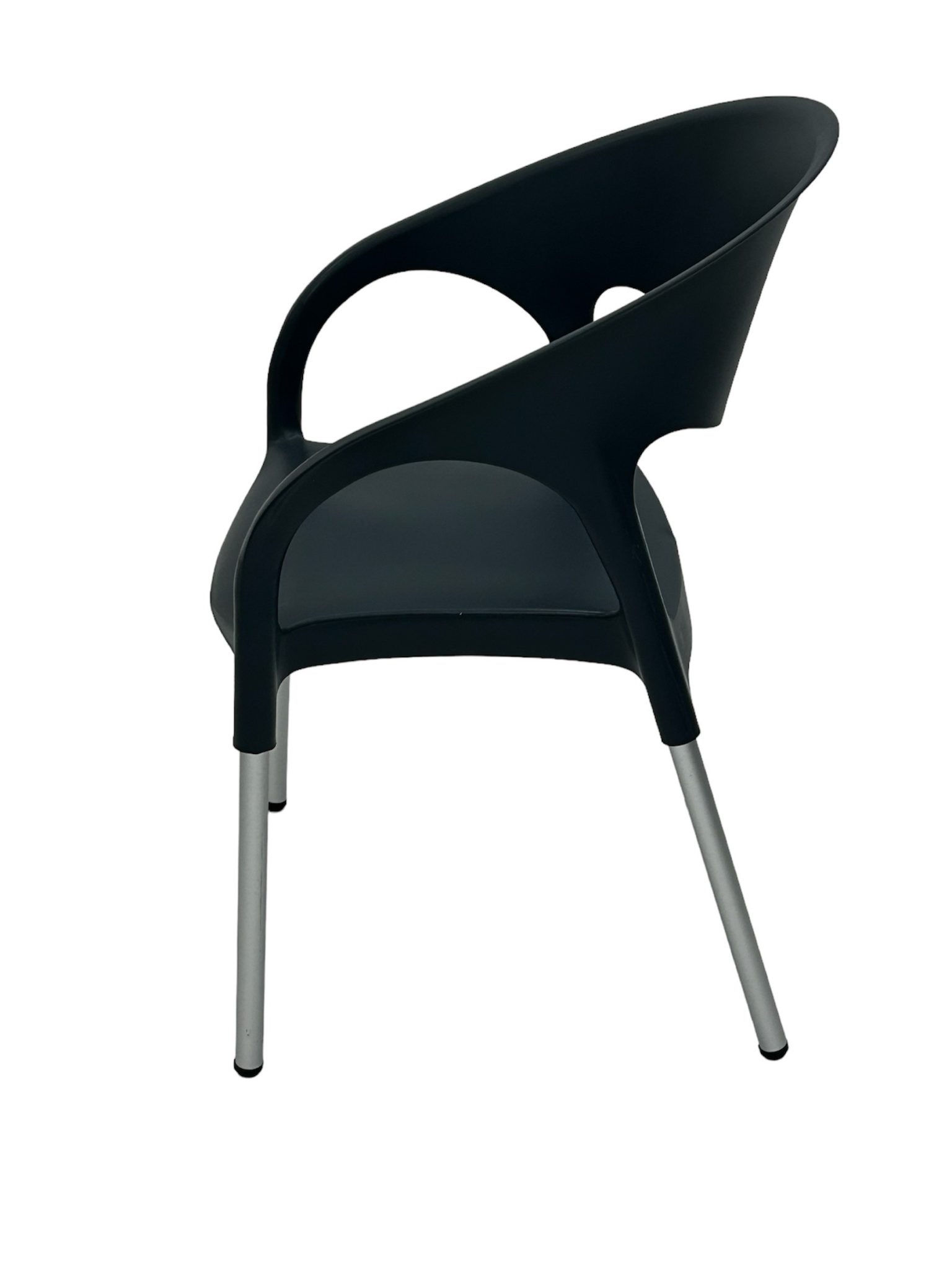 Plastic Stacking Side Chairs - Black or Grey - BE Furniture