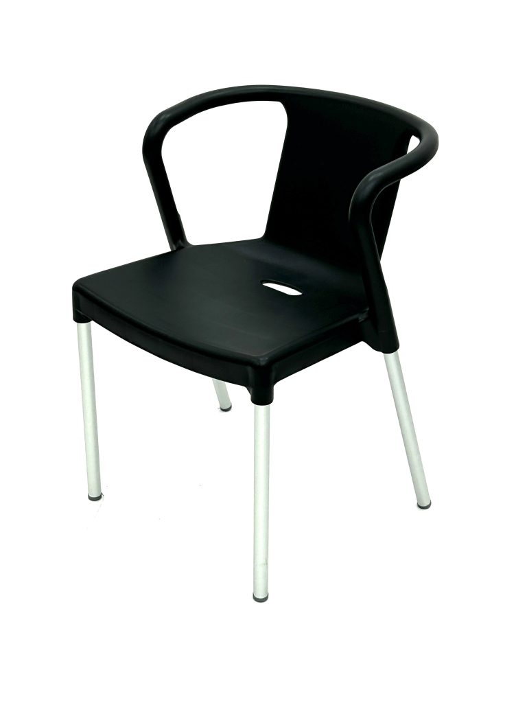 Black Plastic Cafe Set - Table & 2 Chairs - BE Furniture Sales