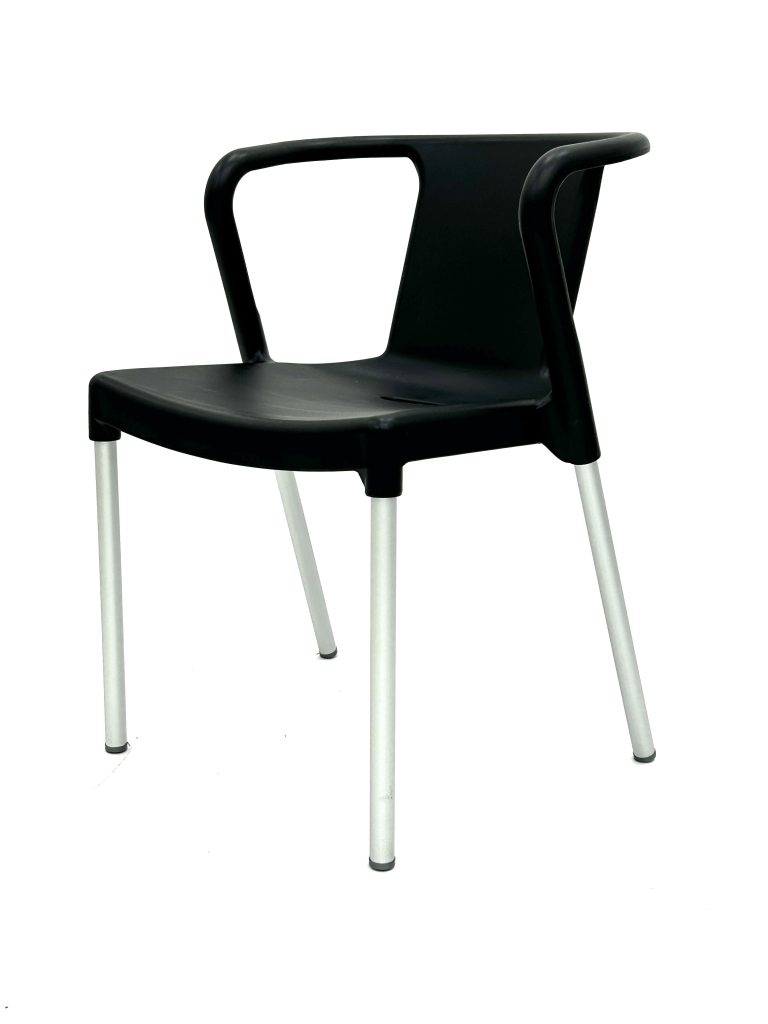 Plastic Stacking Chairs - Black or Grey - BE Furniture Sales