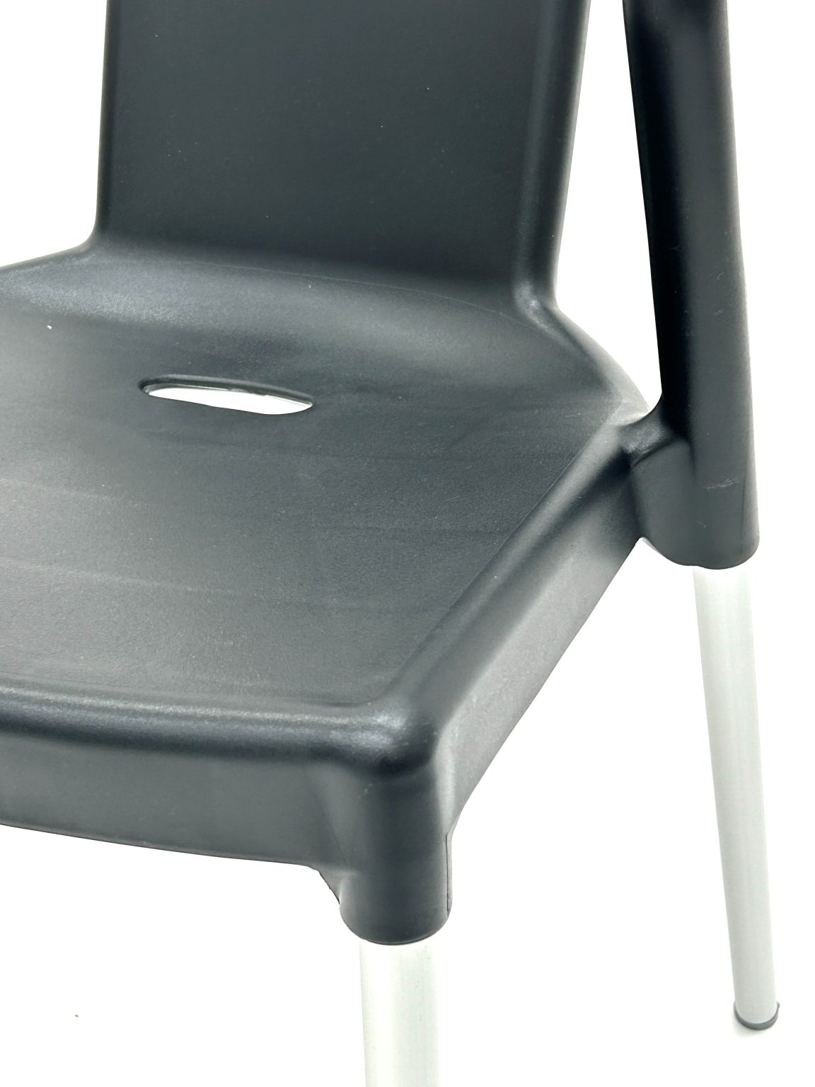 Plastic Stacking Chairs - Black or Grey - BE Furniture Sales