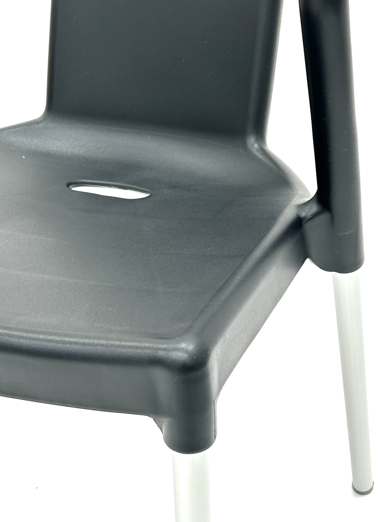 Plastic Stacking Chairs - Black or Grey - BE Furniture Sales