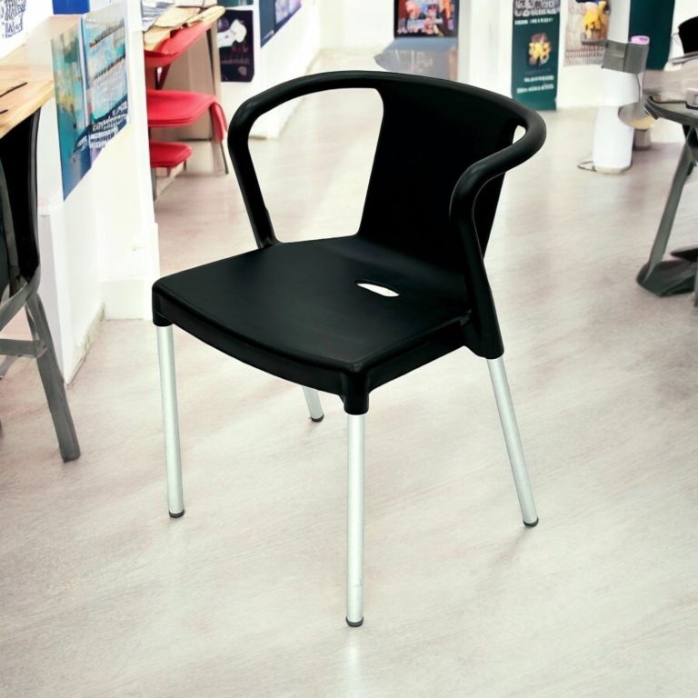 Plastic Stacking Chairs - Black or Grey - BE Furniture Sales