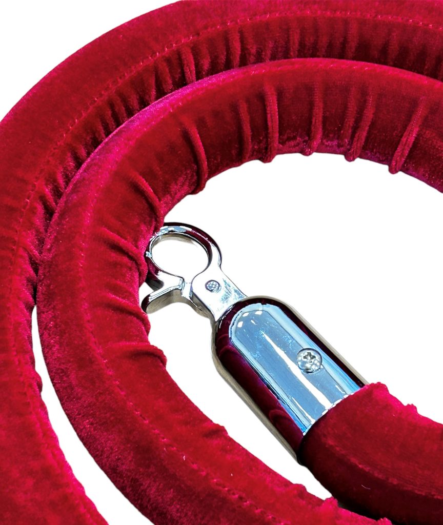 Red Velvet Ropes - Silver Hook Ends - BE Furniture Sales