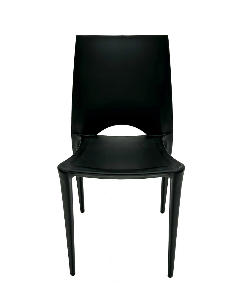 Black Plastic Stacking Chairs - Cafe or Home - BE Furniture Sales