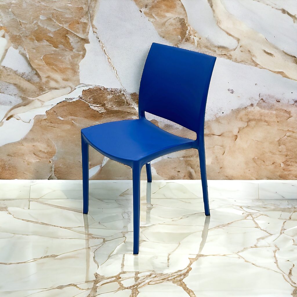 Blue Plastic Stacking Chairs - Cafe's or Home - BE Furniture Sales