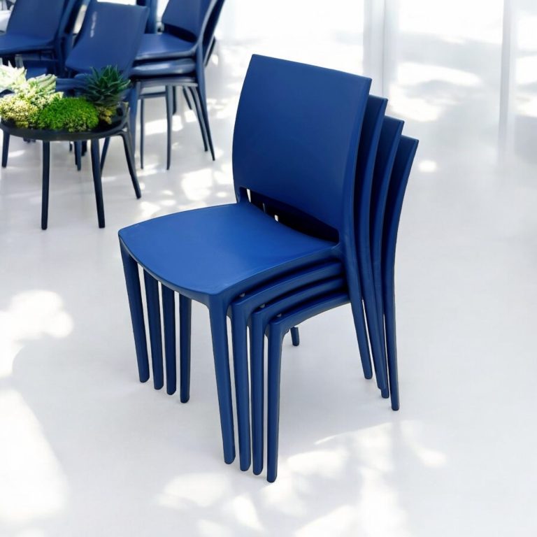 Blue Plastic Stacking Chairs - Cafe's or Home - BE Furniture Sales