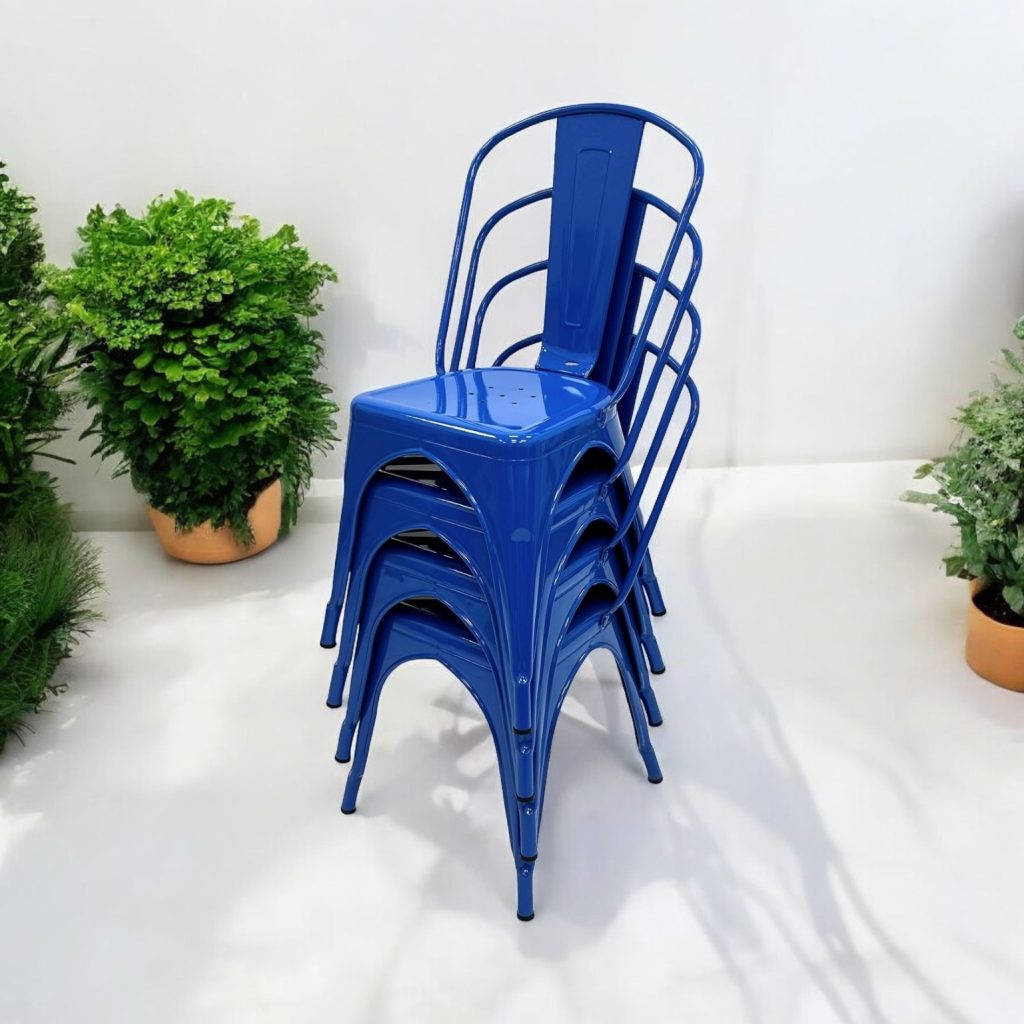 Blue Tolix Style Chairs - Cafe's, Bistros - BE Furniture Sales