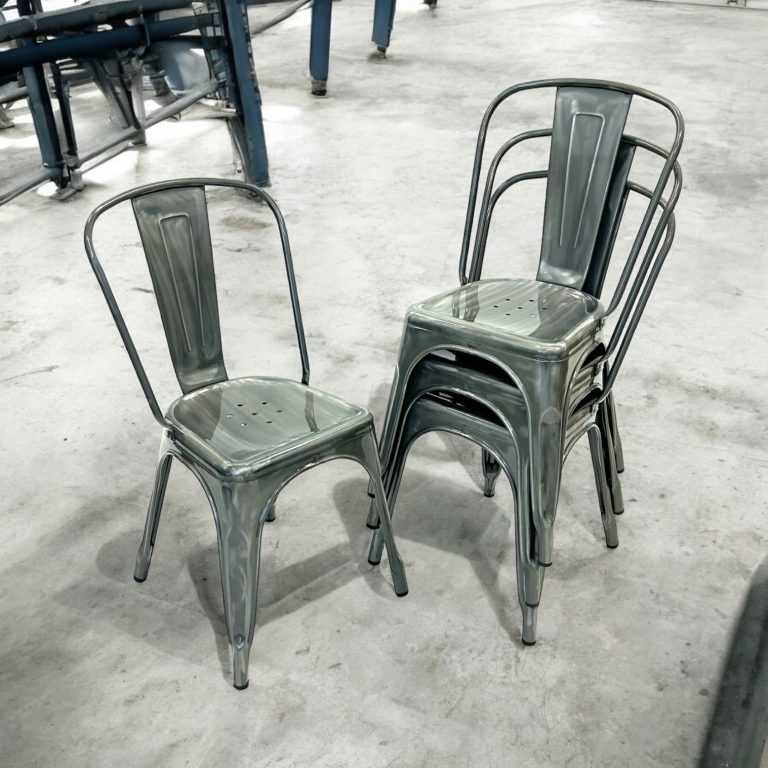 Silver Metal Tolix Chairs - Cafe's, Bistros - BE Furniture Sales