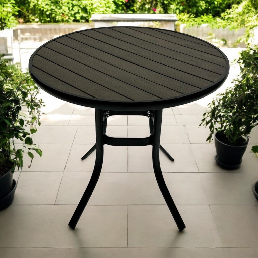 80 cm Round Brown Garden Dining Table - BE Furniture Sales