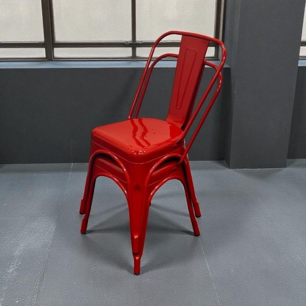 Red Metal Tolix Chairs - BE Furniture Sales