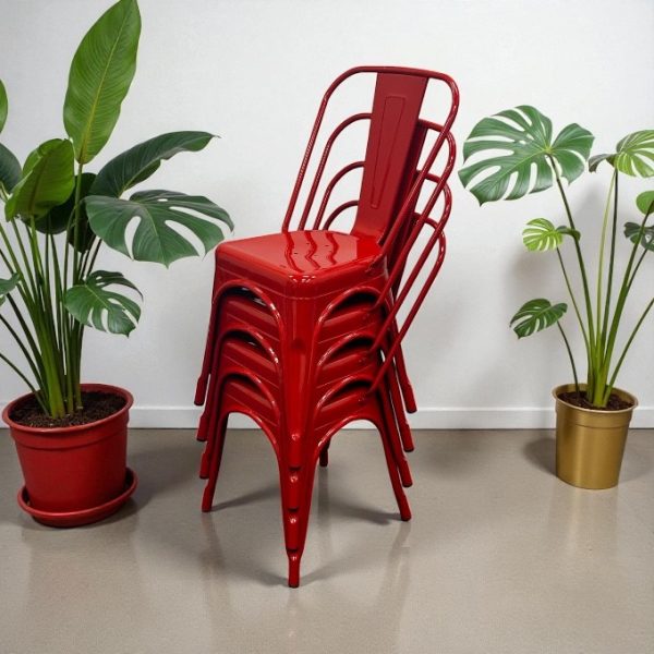 Red Metal Tolix Chairs - BE Furniture Sales